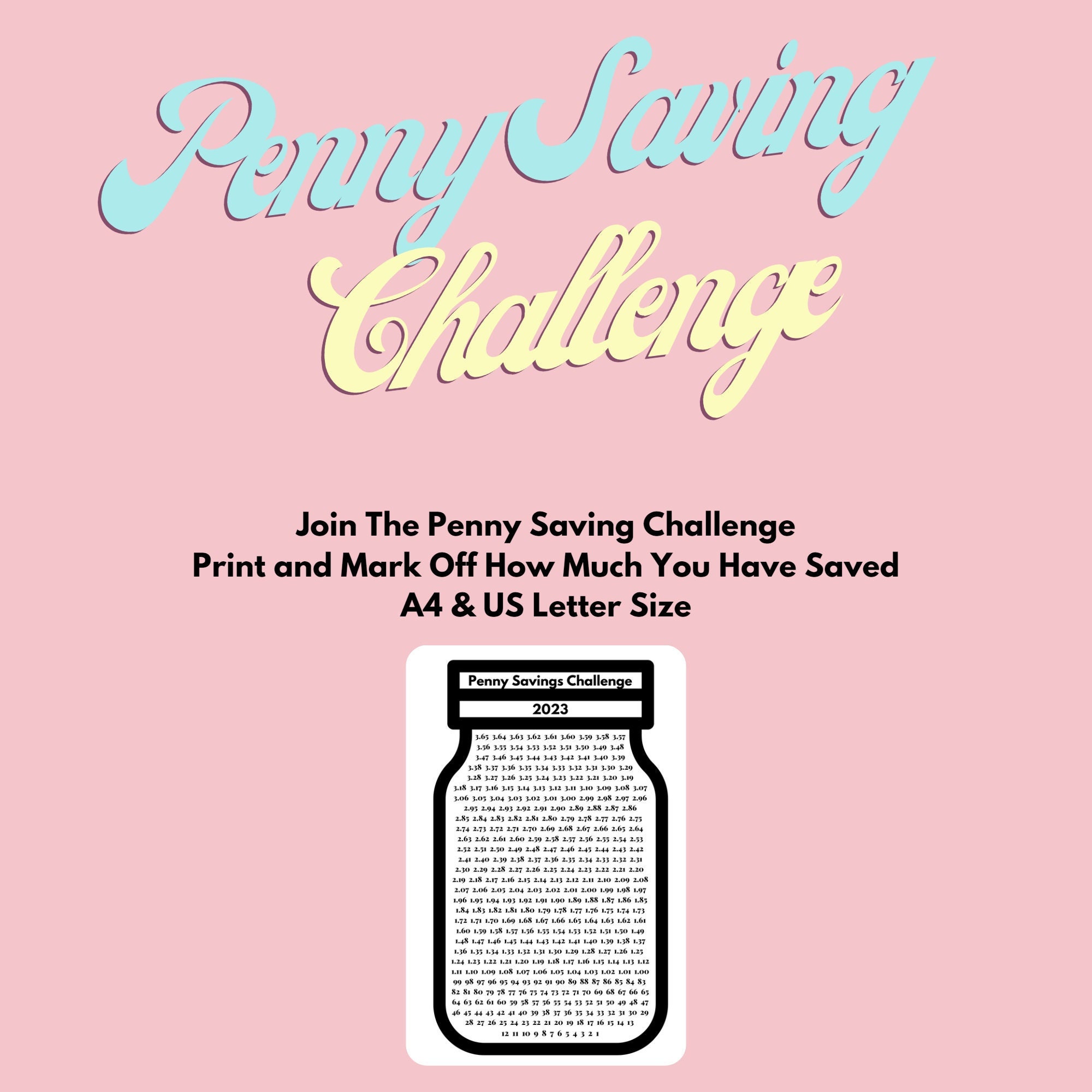 Penny Savings Challenge Printable - Etsy