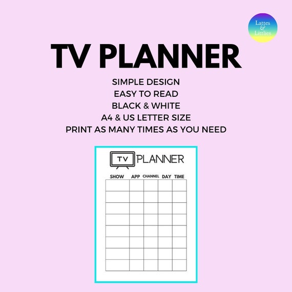 Printable TV Planner - Etsy