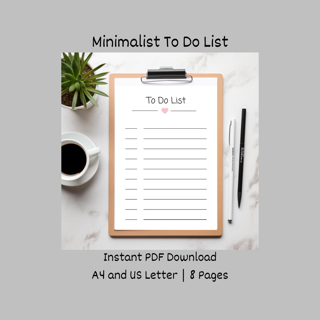 Minimalist to Do List | Clean and Simple Daily to Do List | Printable ...