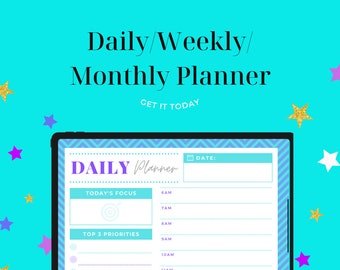 Pink Printable Daily, Weekly and Monthly Planner Bundle, Cute ...