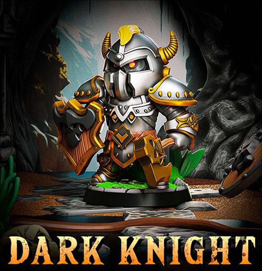 Dark Knight - Chibi Style Miniature (includes Base) - 3D Printed ...