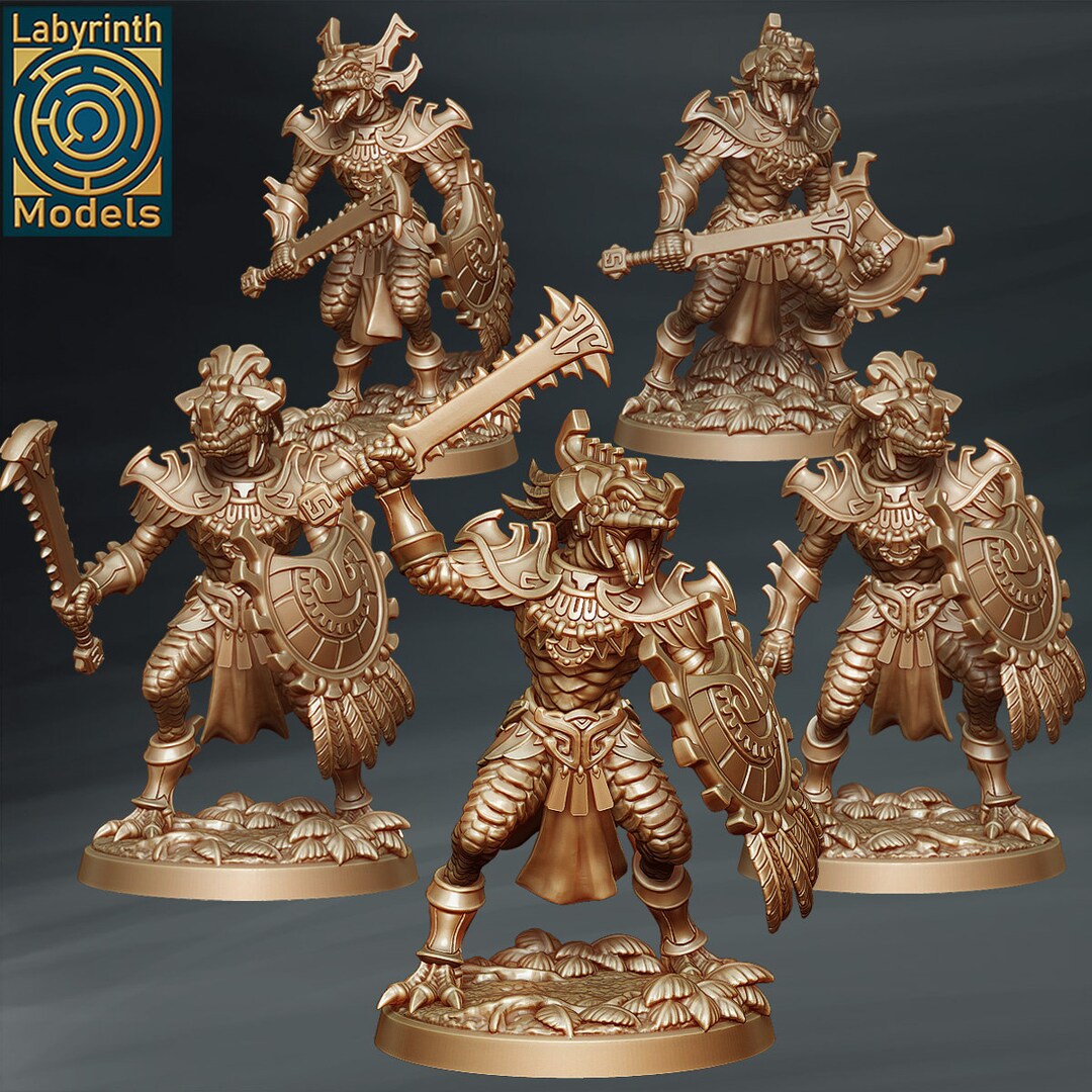 Aztlan Dynasty Naga Warrior Unit - Set of 5 Miniatures - D&D Fantasy ...