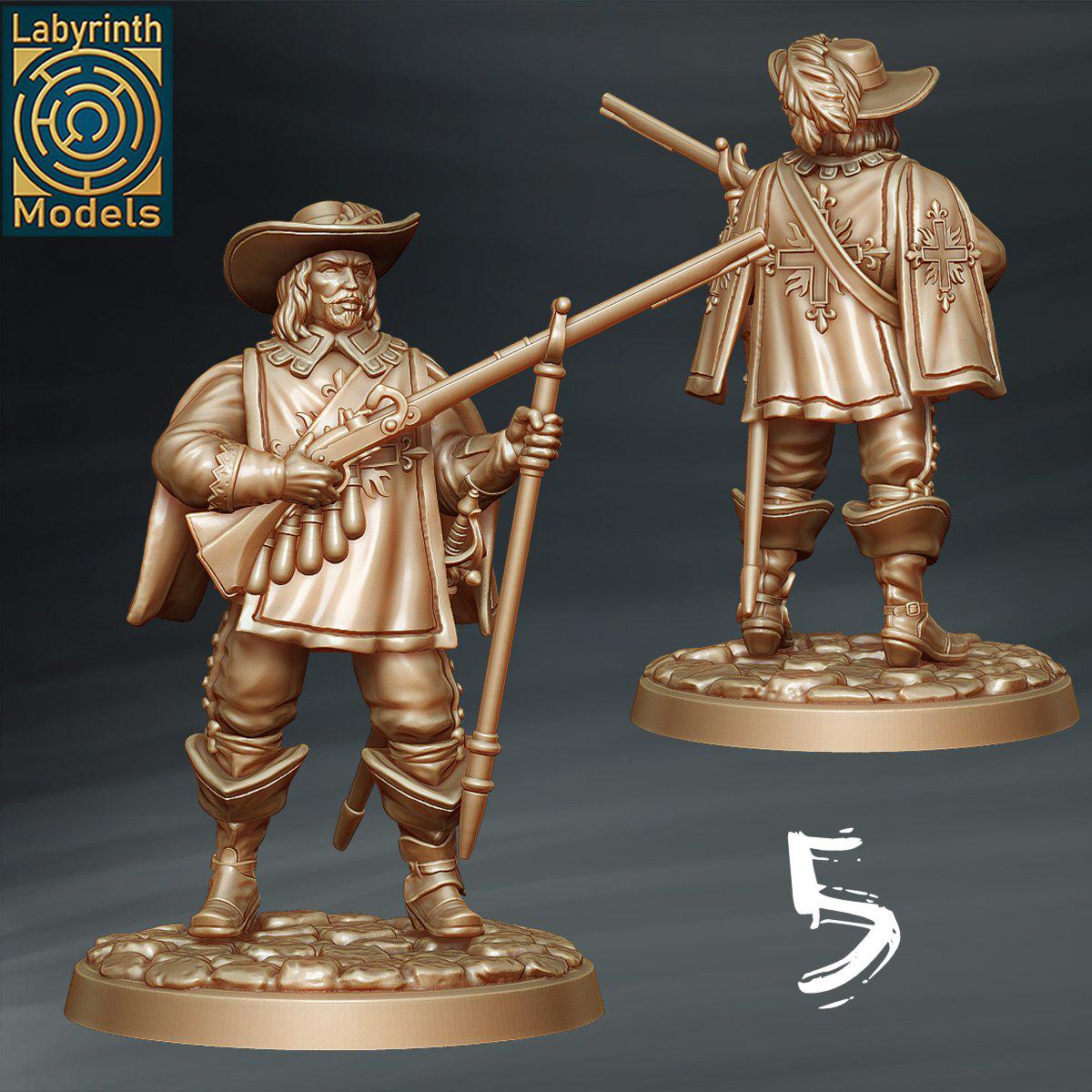 Musketeer Unit - Individual/set of 6 Miniatures - D&D Fantasy RPG ...