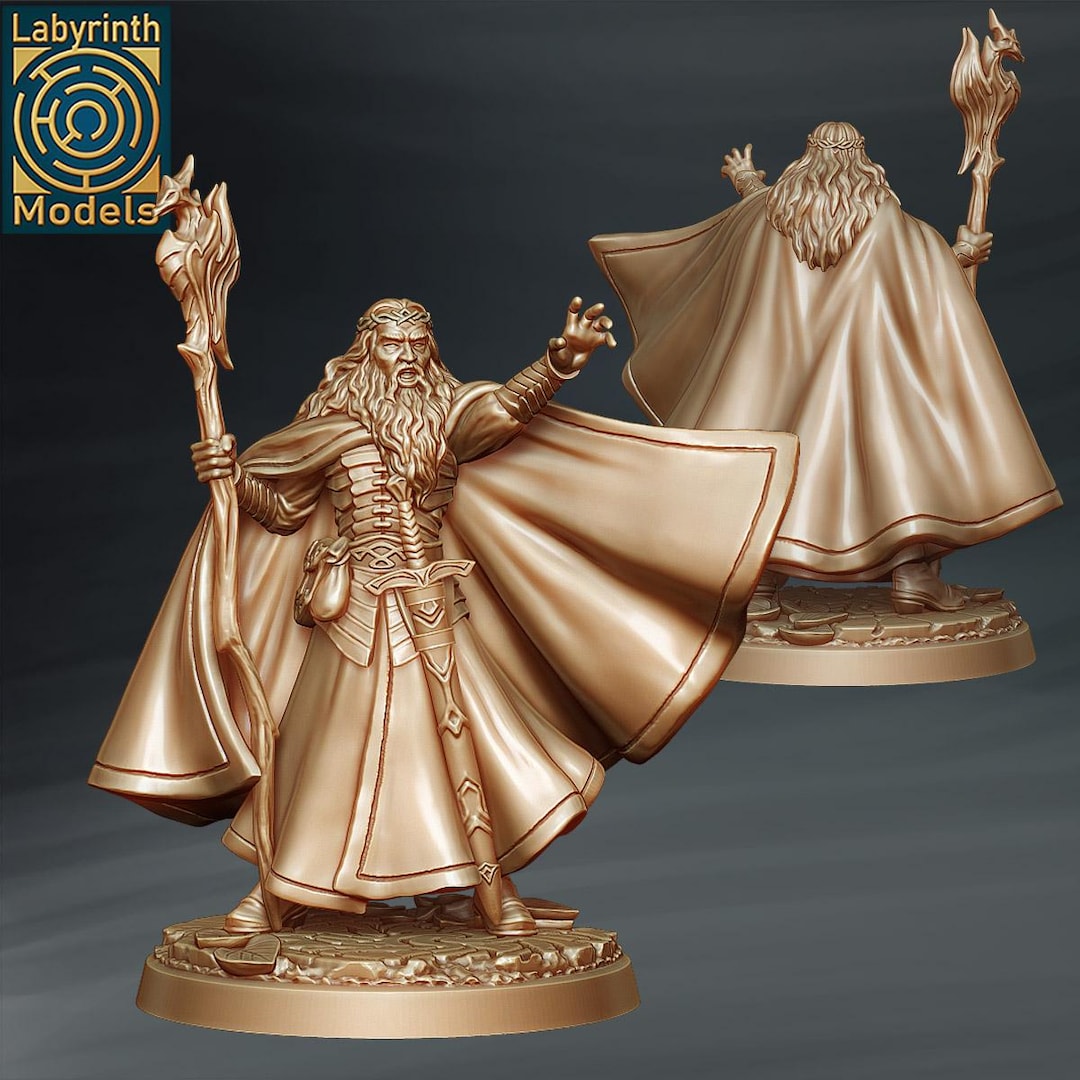 Arthurian Legend, Merlin Miniature - D&D Fantasy RPG - Labyrinth Models ...