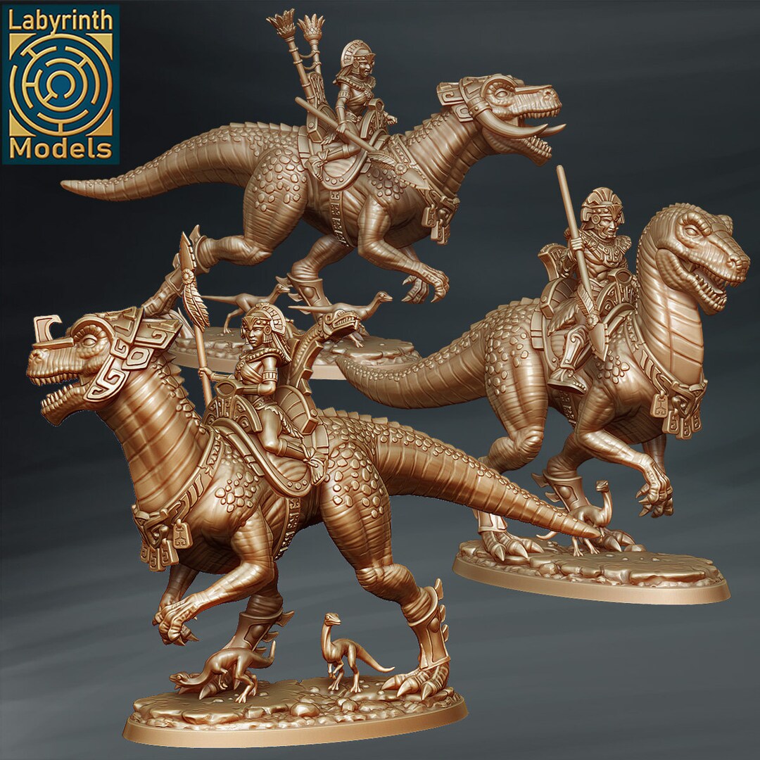 Aztlan Dynasty Lightning Fang Unit - Set of 3 Miniatures - D&D Fantasy ...