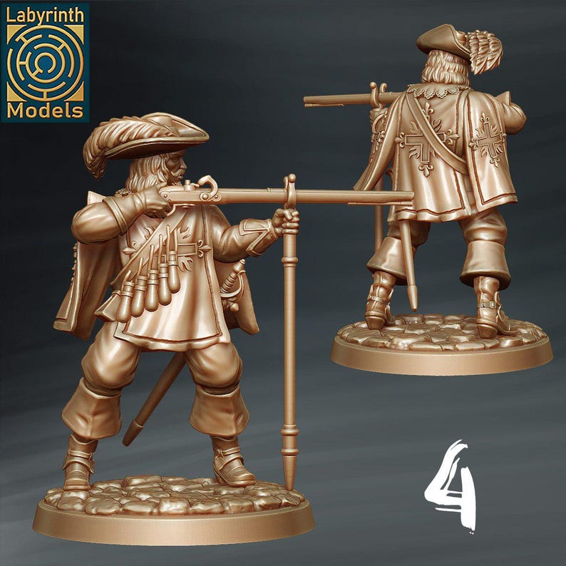 Musketeer Unit - Individual/set of 6 Miniatures - D&D Fantasy RPG ...