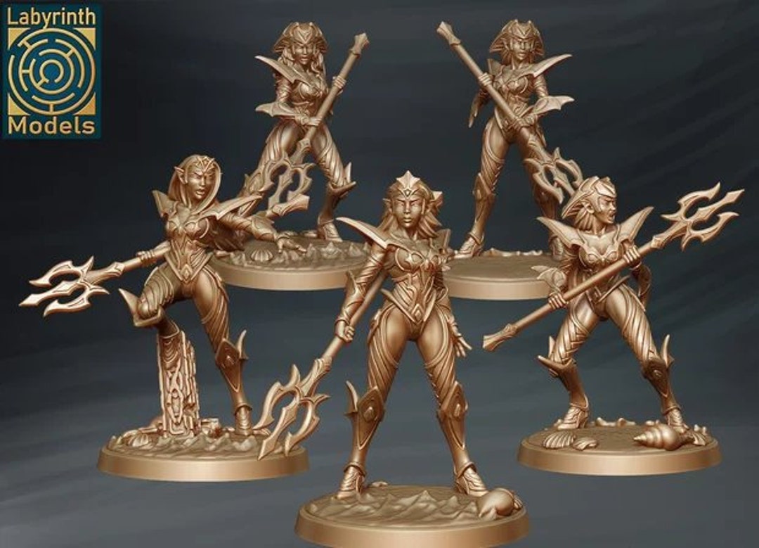 Sea Elves Sirens Unit (5 Miniatures) D&D Fantasy RPG - Labyrinth Models - Idoneth Deepkin - Etsy