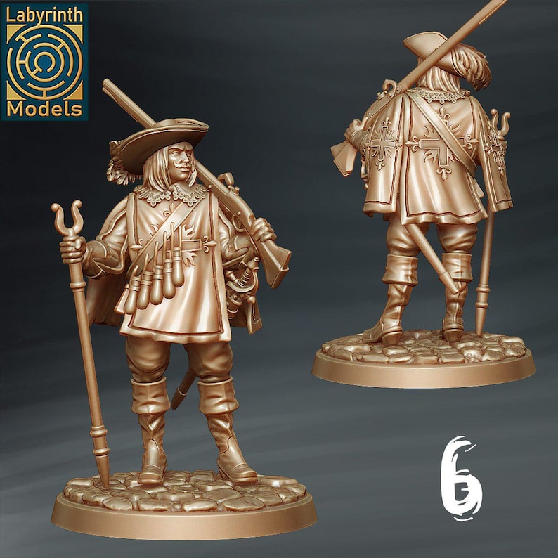 Musketeer Unit - Individual/set of 6 Miniatures - D&D Fantasy RPG ...