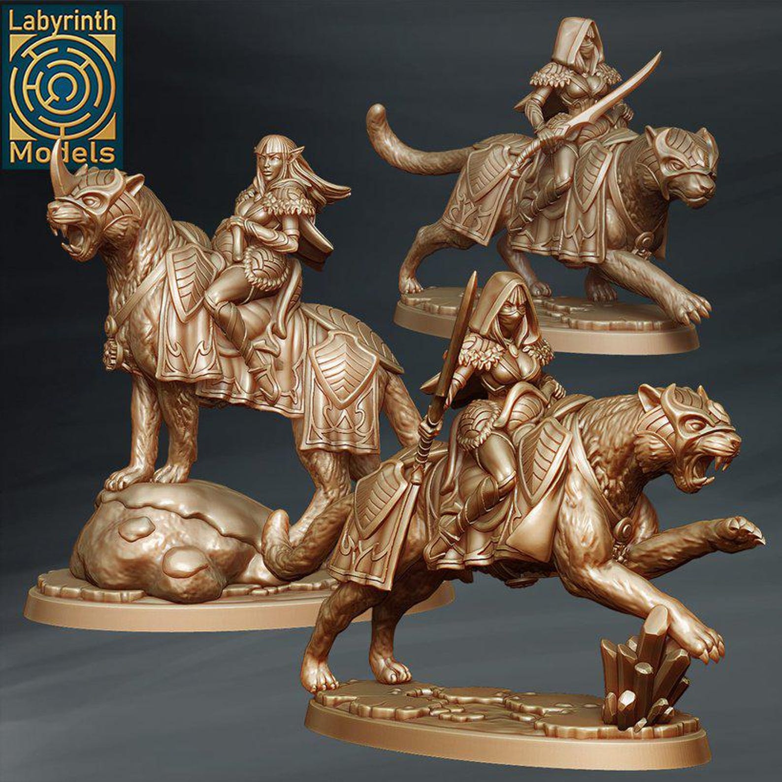 Ice Elf/elves Moonclaw Riders Unit - Individual/set of 3 Miniatures - D ...