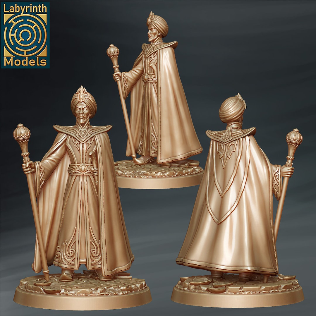 Cerulean Kingdom Vizier (jafar) Miniature D&D Fantasy RPG - Labyrinth ...