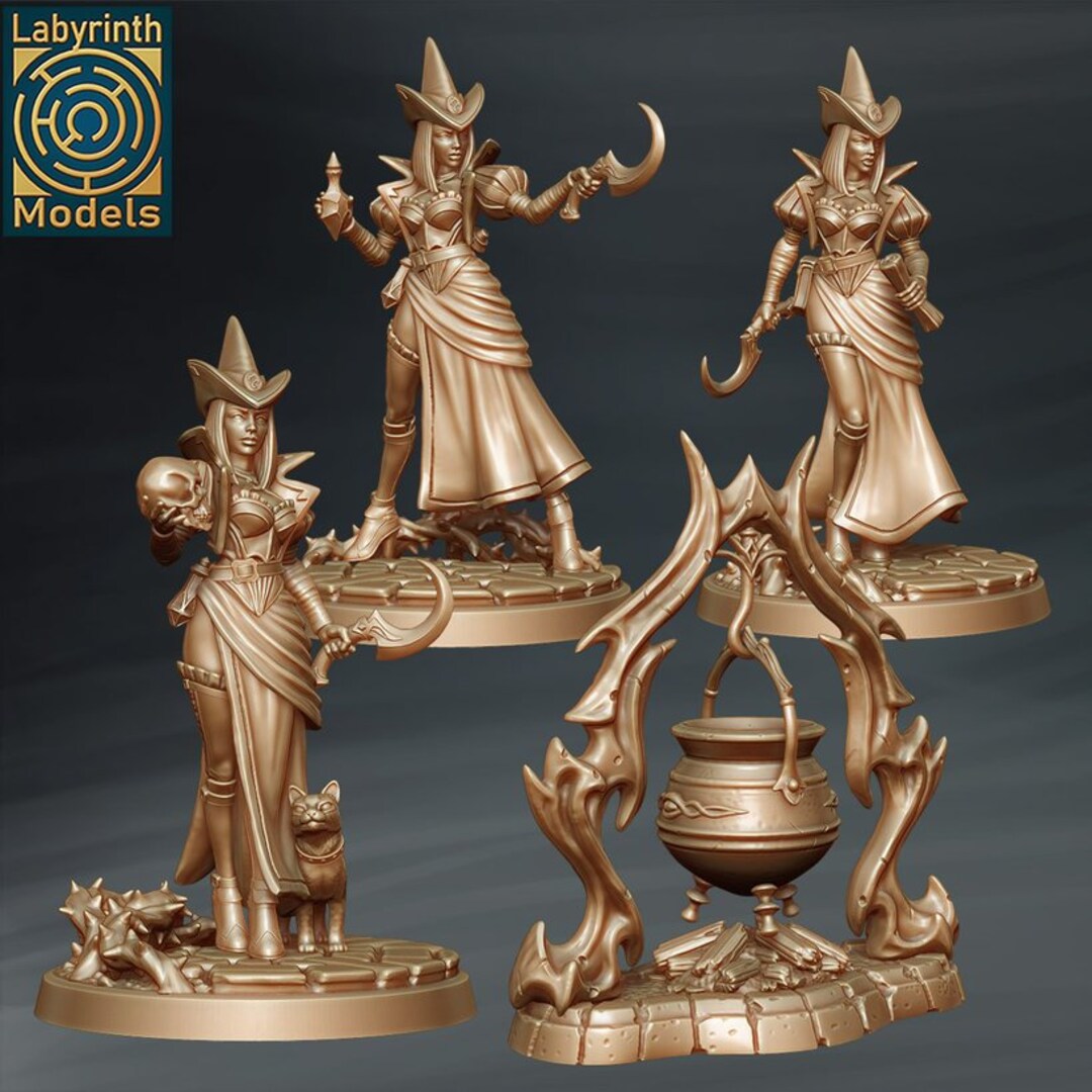 Witch Coven Unit - Individual/set of 4 Miniatures - D&D Fantasy RPG ...