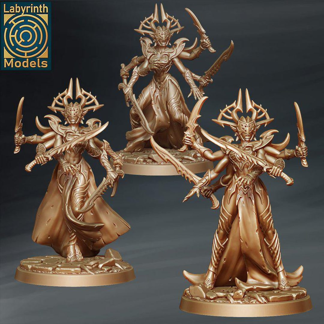 Dark Elves Spider Vestals - Individual/set of 3 Miniatures - D&D ...
