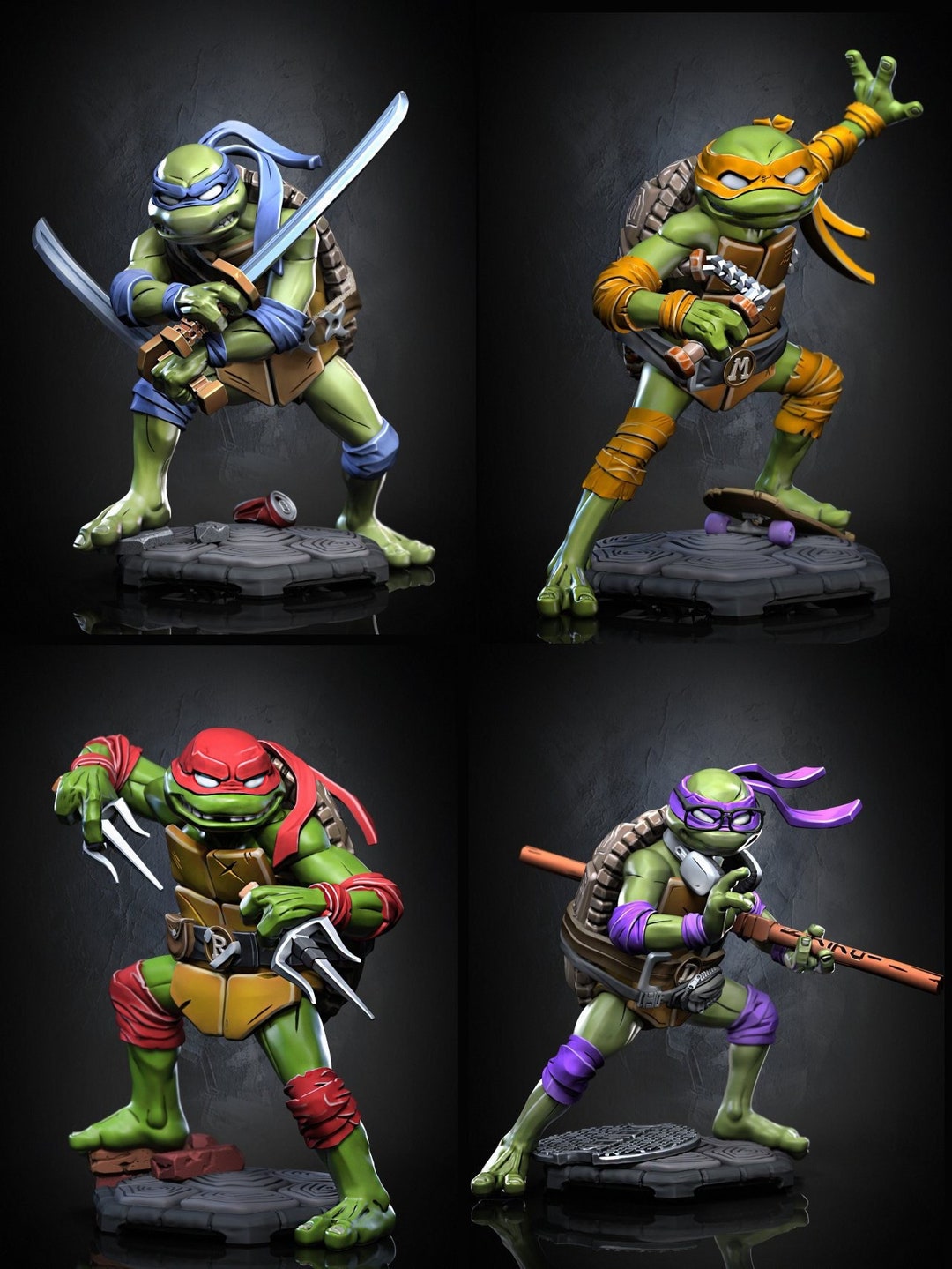 Complete Set Tmnt - Dragun Studios - Set of 4 Teenage Mutant Ninja/hero ...