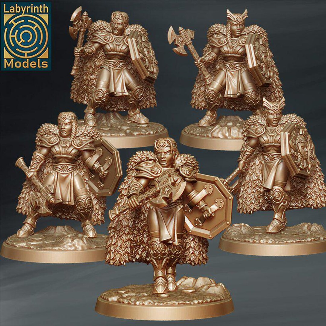 Nyrrakhan Dwarves, Gilded Ax Unit - Individual/set of 5 Miniatures - D&D Fantasy RPG - Labyrinth ...