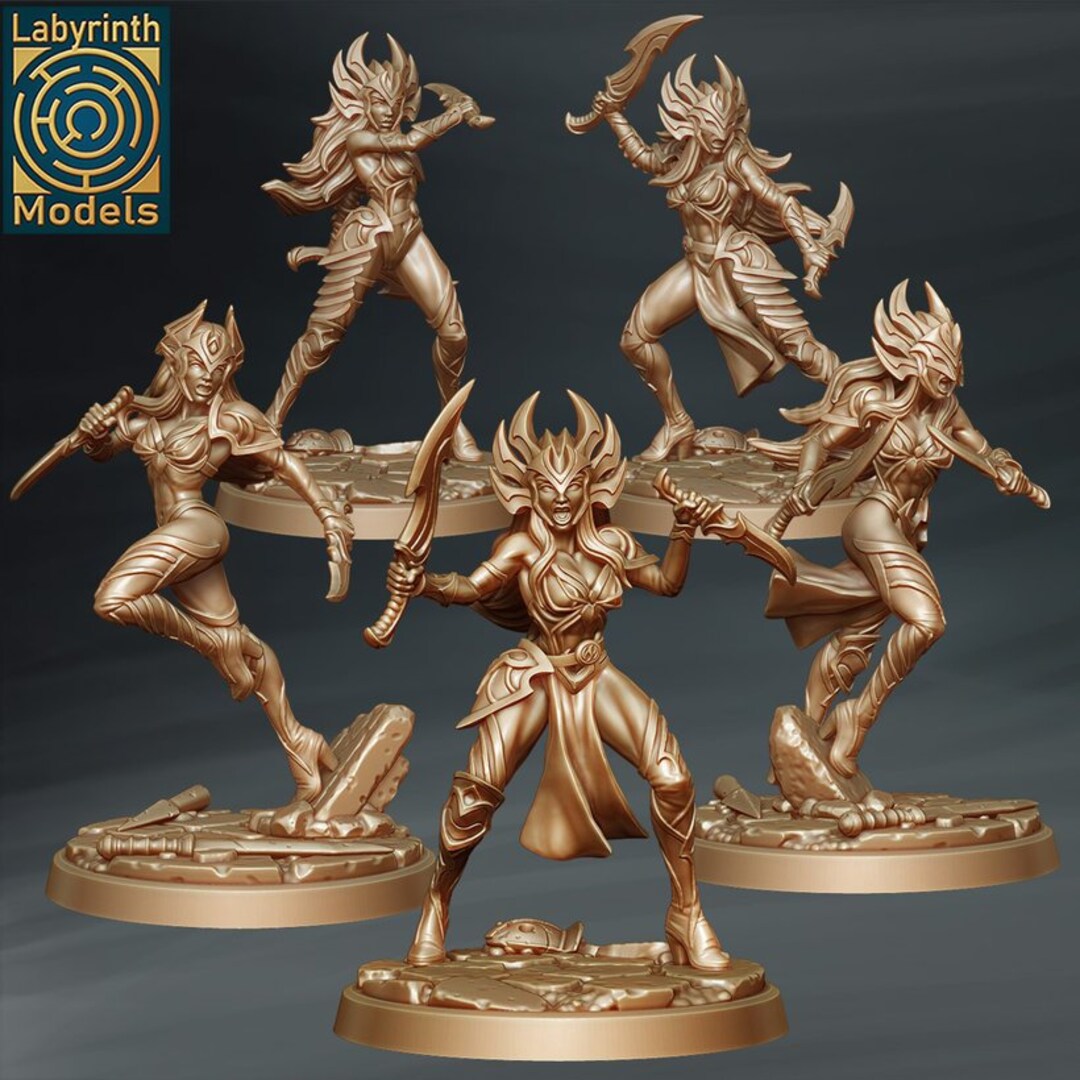 Dark Elves Gladiatrix Unit Individual/set of 5 Miniatures D&D Fantasy ...