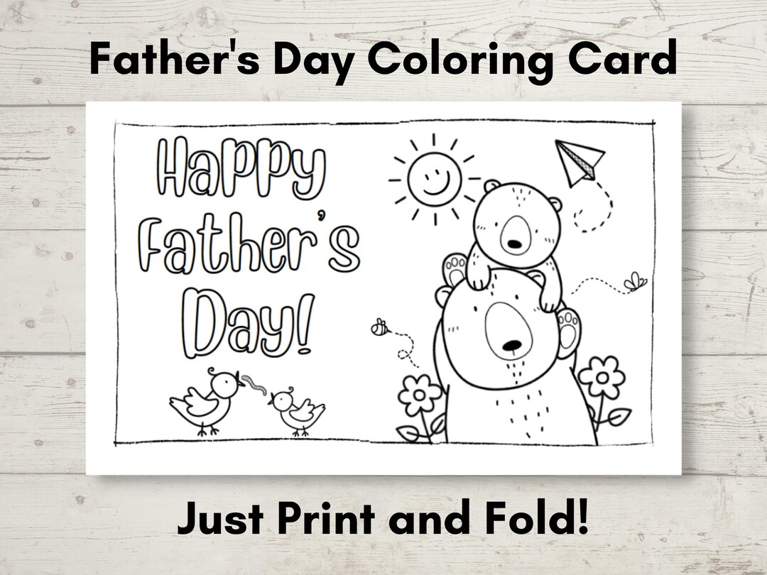 Printable Father's Day Coloring Card Cute Greeting Card - Etsy Australia