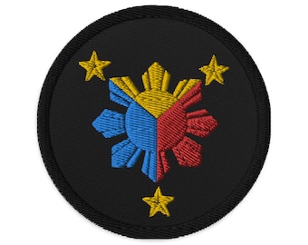 Philippines Embroidered Patch, 3 Philippines Flag Patch, Circular Philippines Patch Embroidery ...
