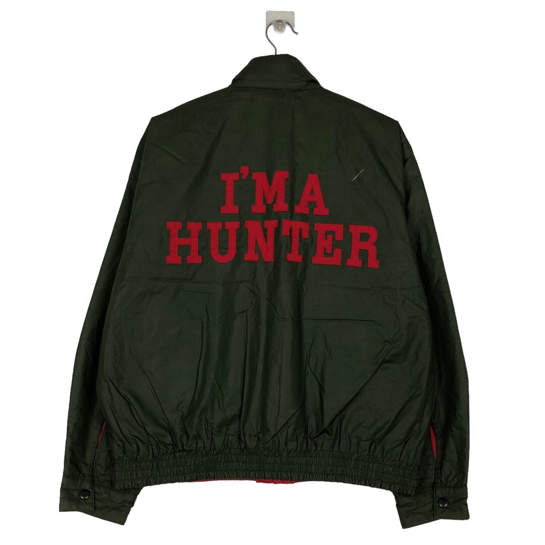 Vintage Bomber Jacket I’ M A Hunter Big Logo Spell Out Ma-1 Design ...