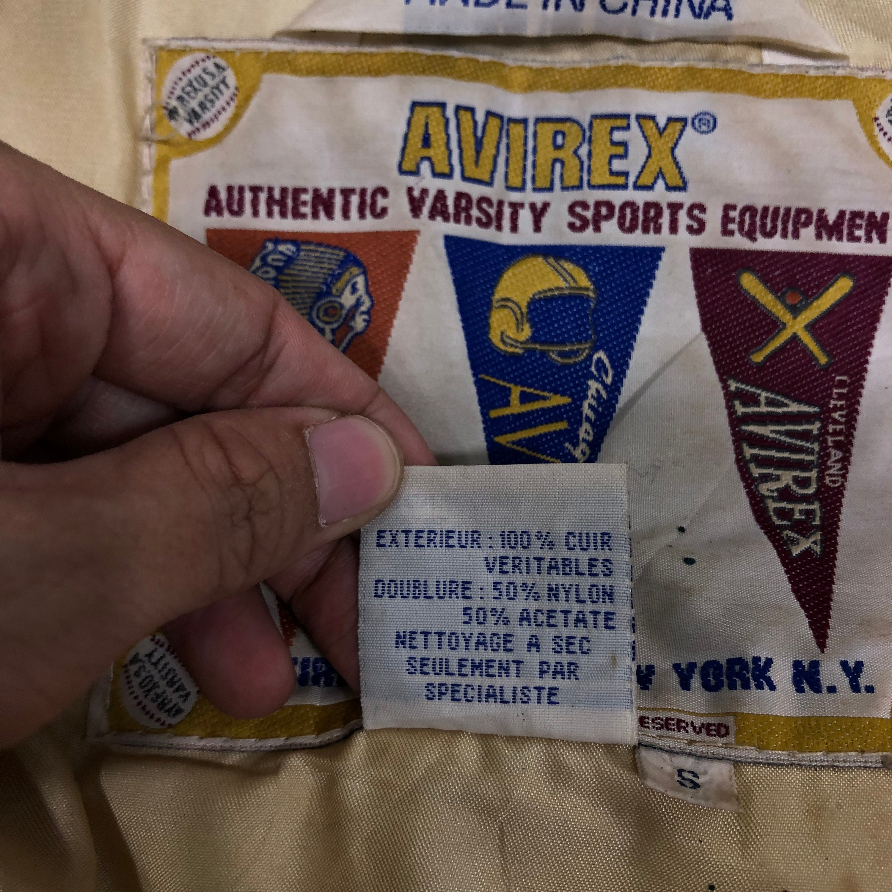 80s Vintage Avirex Leather Varsity Jacket, Big Logo, Size S - Etsy