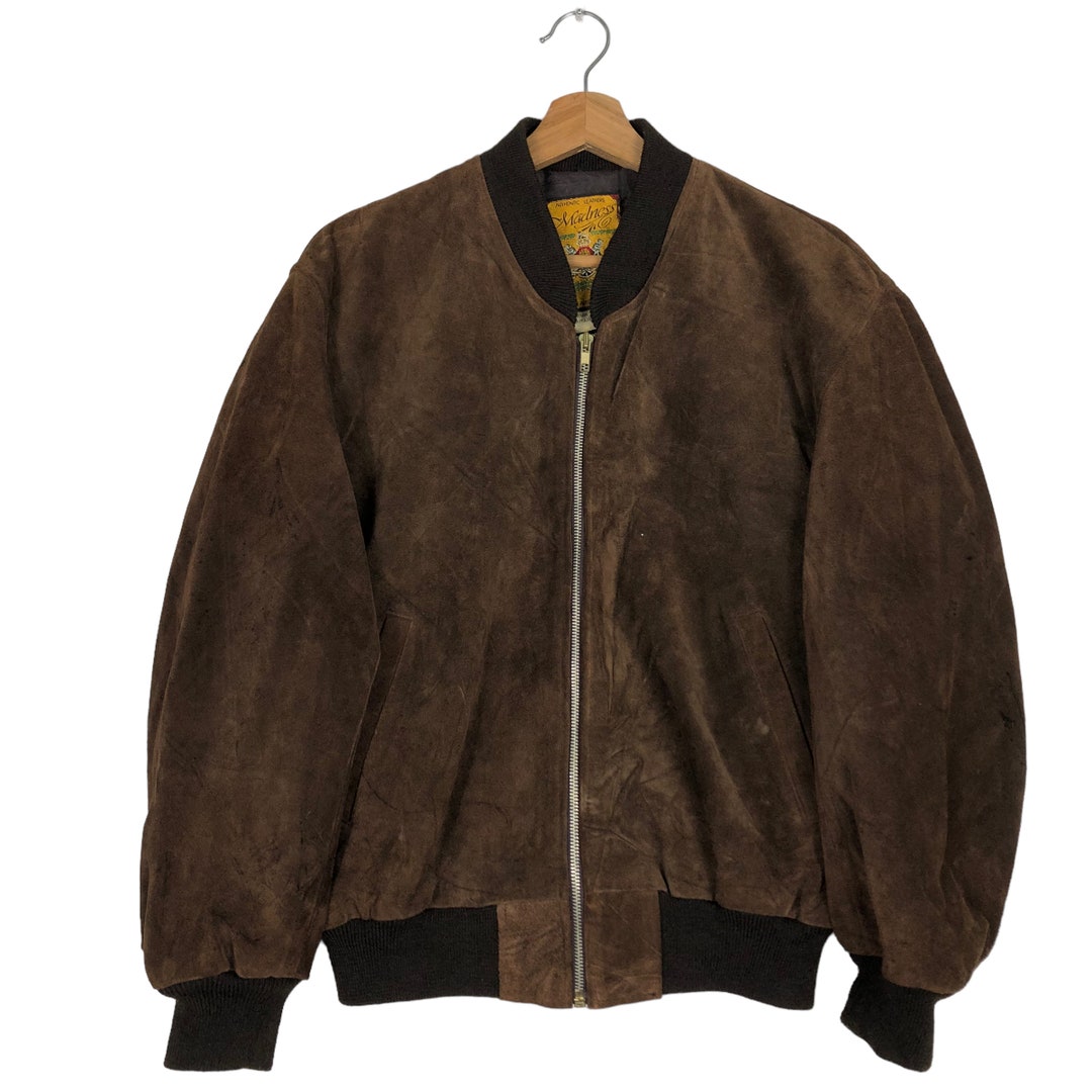 90’s Vintage Genuine Leather Bomber Jacket Madness Japan - Etsy