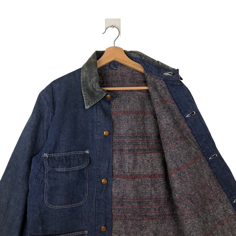 PICK Vintage Denim Hikory Chore Work Jacket Wrangler Usa Blanket Lining - Etsy