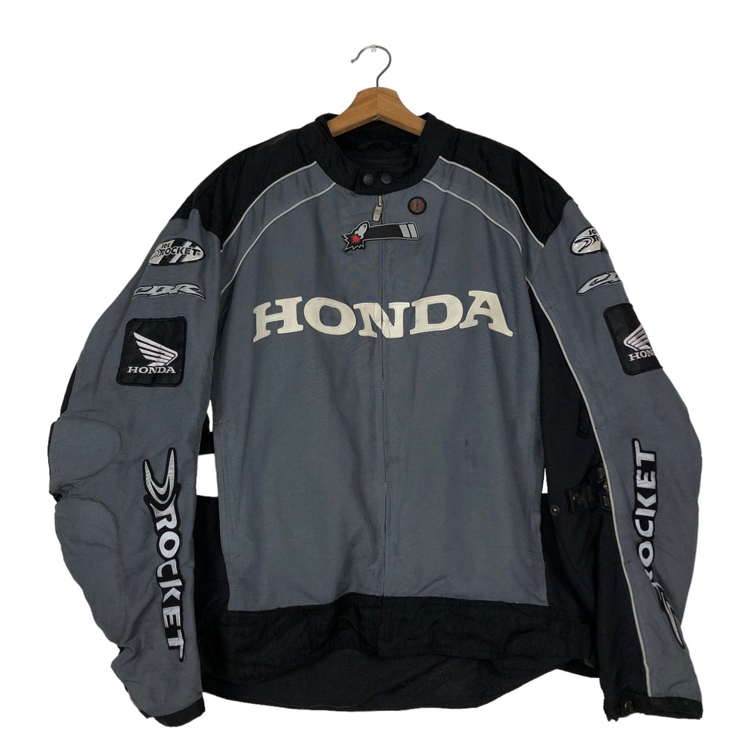 PICK!!! Vintage Biker Racing Jacket Honda Big Logo Spell Out Embroidery ...