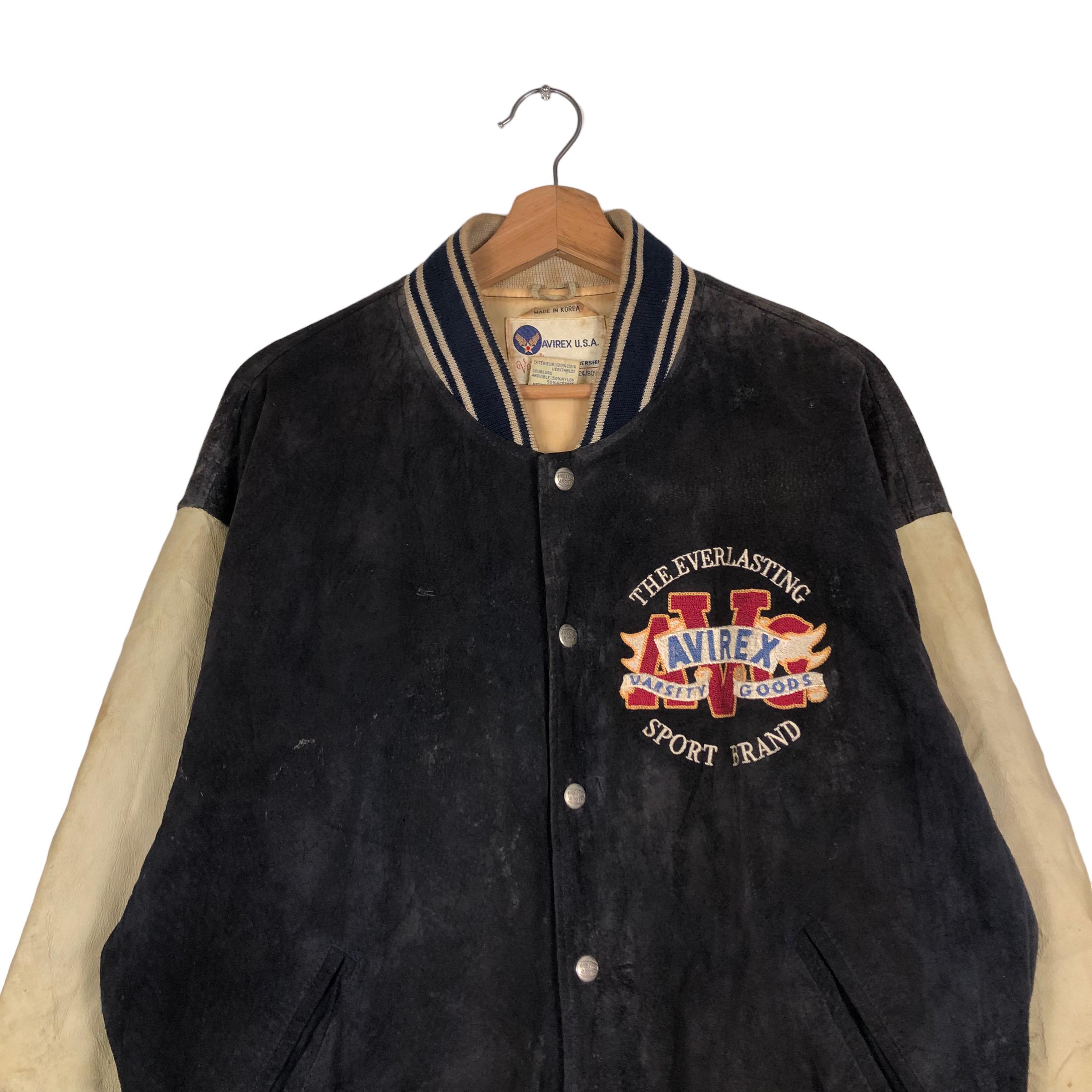 PICK!!! Vintage Leather Jacket Avirex Usa Varsity Big Logo Embroidered ...