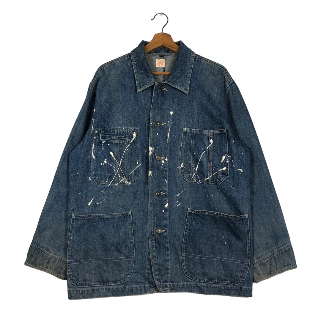 Vintage Chore Jacket Painted Design Double Pocket Bsd Exchg - Etsy