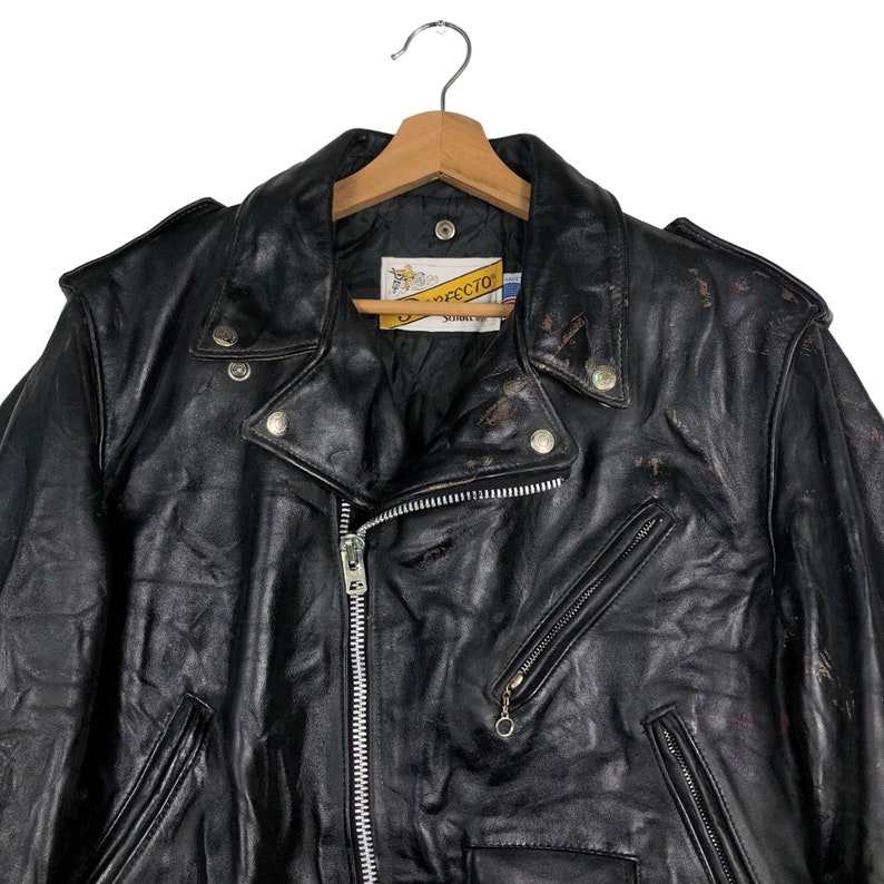 PICK!!! Vintage Schott Perfecto Double Collar Biker Jacket Made in Usa ...