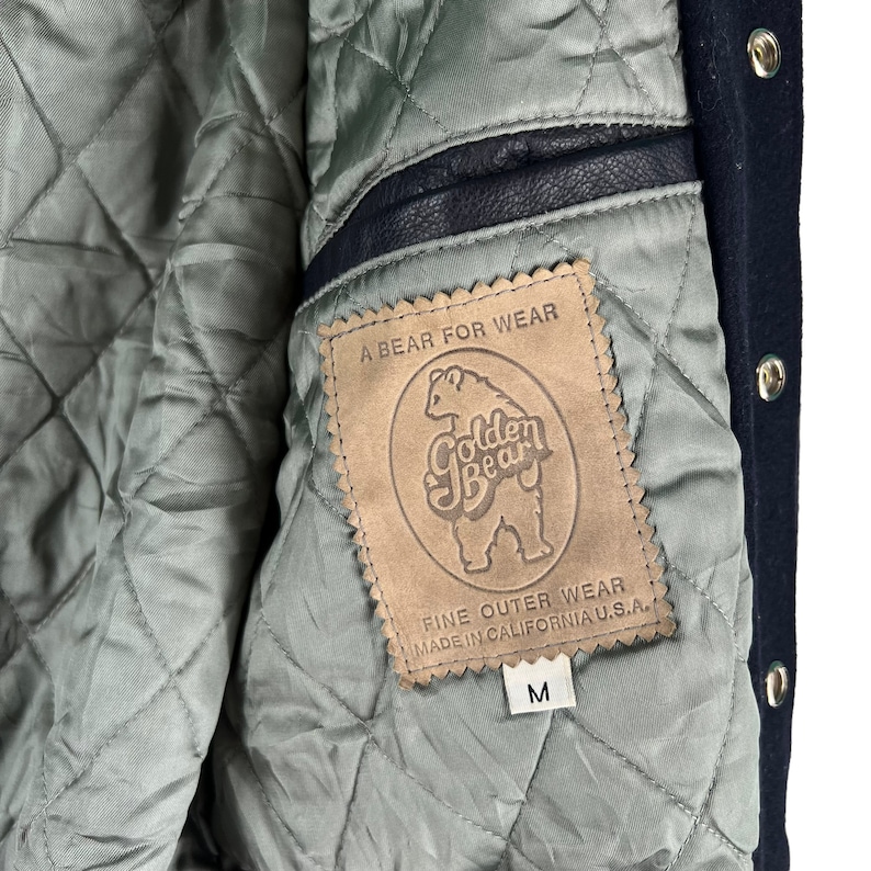 Vintage Golden Bear Wool Bomber Jacket, USA Made, '64' Logo (M) - Etsy