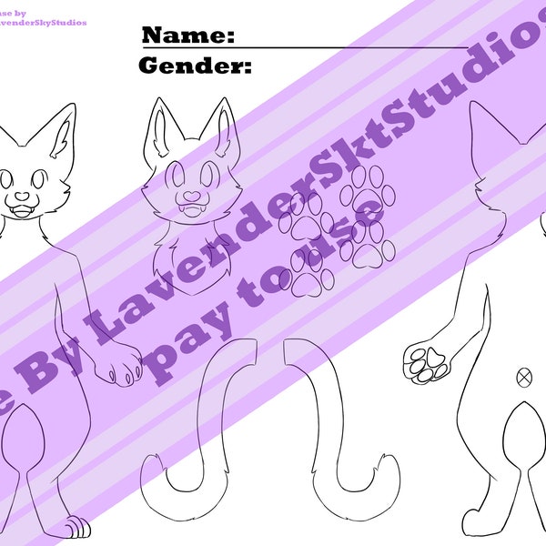 Feline Ref Sheet Base - Etsy
