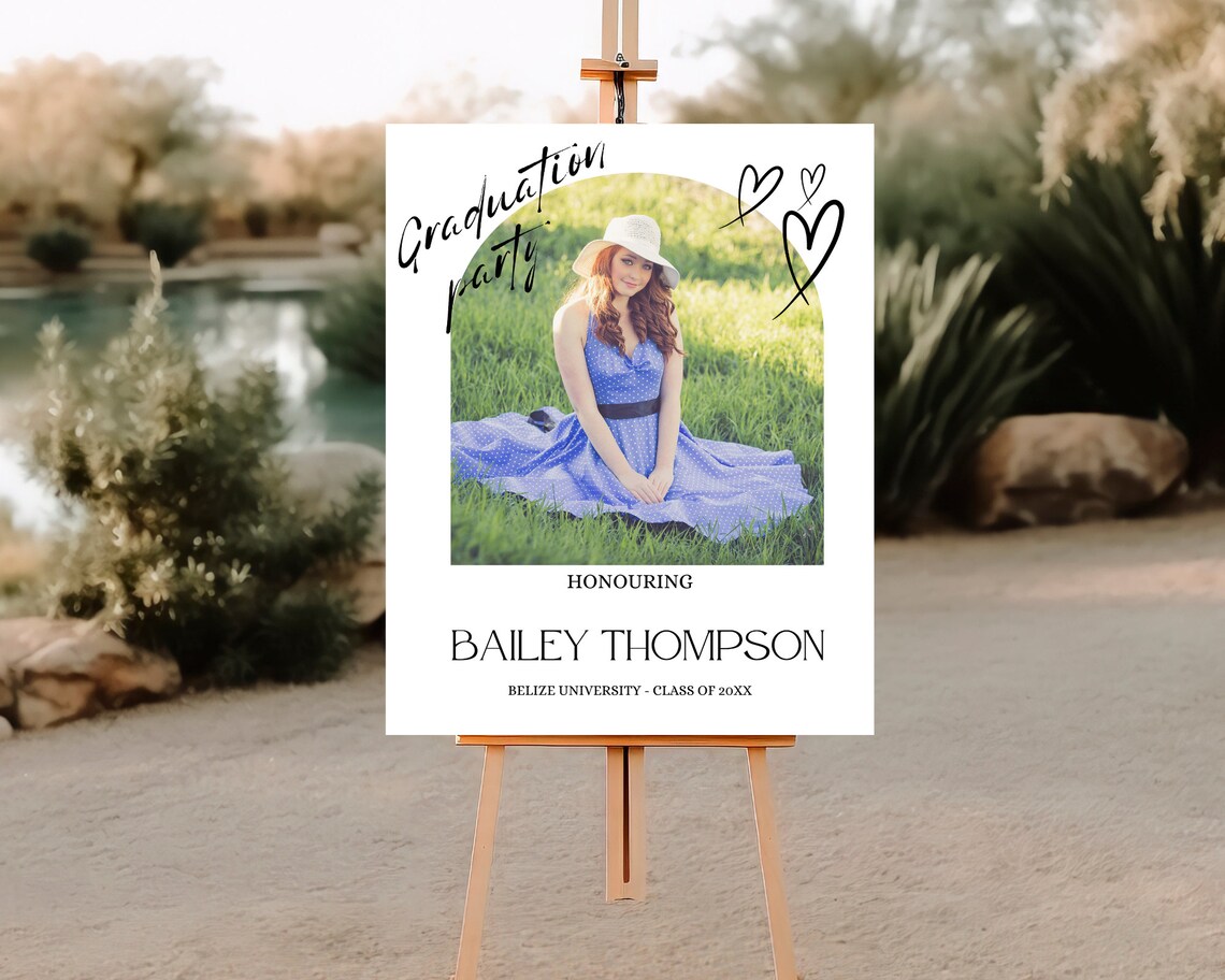 Photo Graduation Welcome Sign, Minimalist Graduation Editable Poster ...