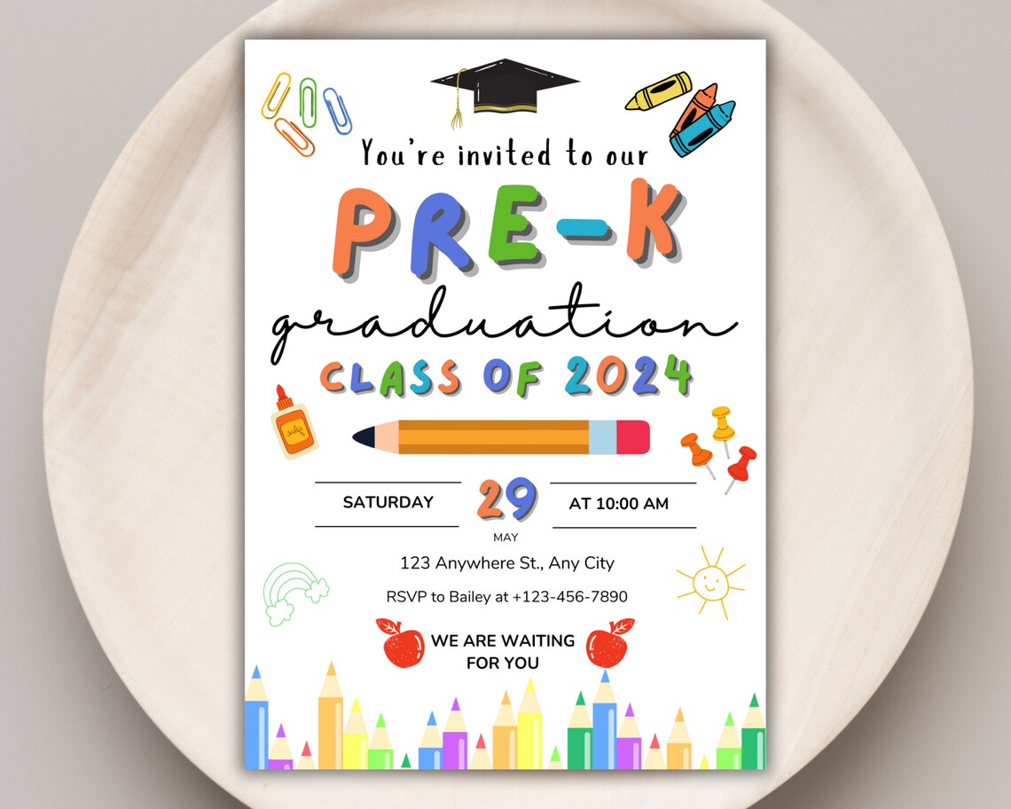 Editable Preschool Graduation Invitation, Prek Announcement Party ...