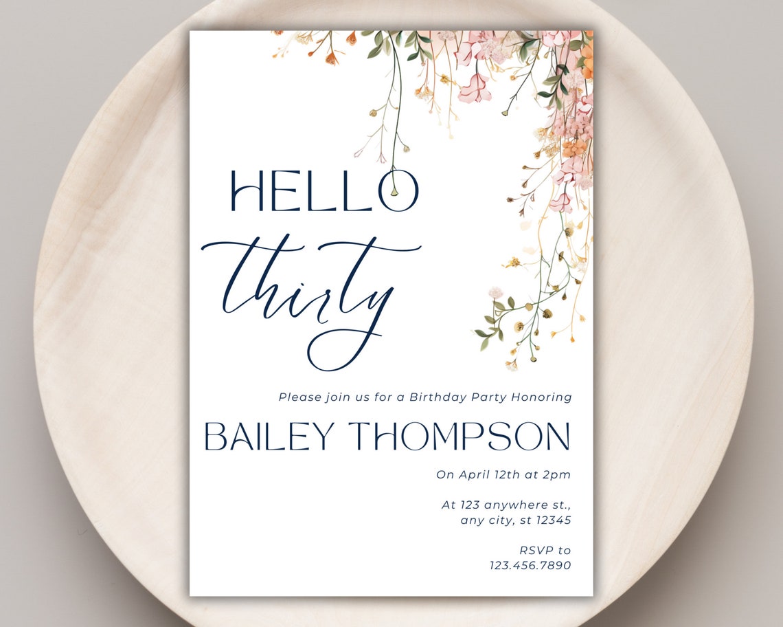 30th Birthday Invitations, Turning 30 Invitation Template, Birthday ...