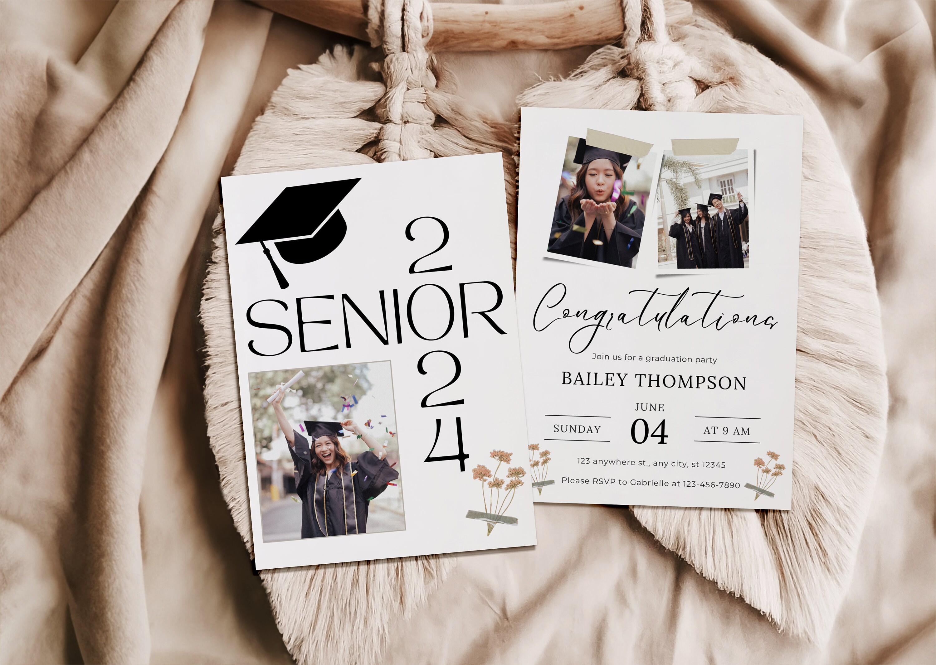 Graduation Invitation, Graduation Announcement Template, High School ...