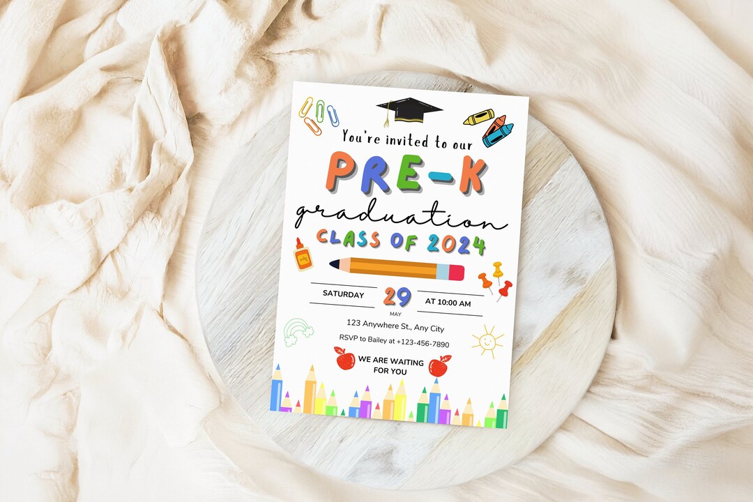 Editable Preschool Graduation Invitation, Prek Announcement Party ...