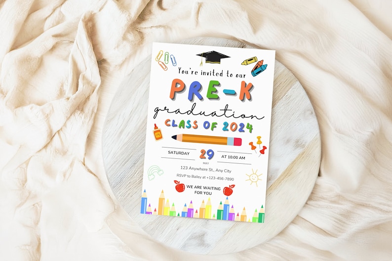 Editable Preschool Graduation Invitation, Prek Announcement Party ...