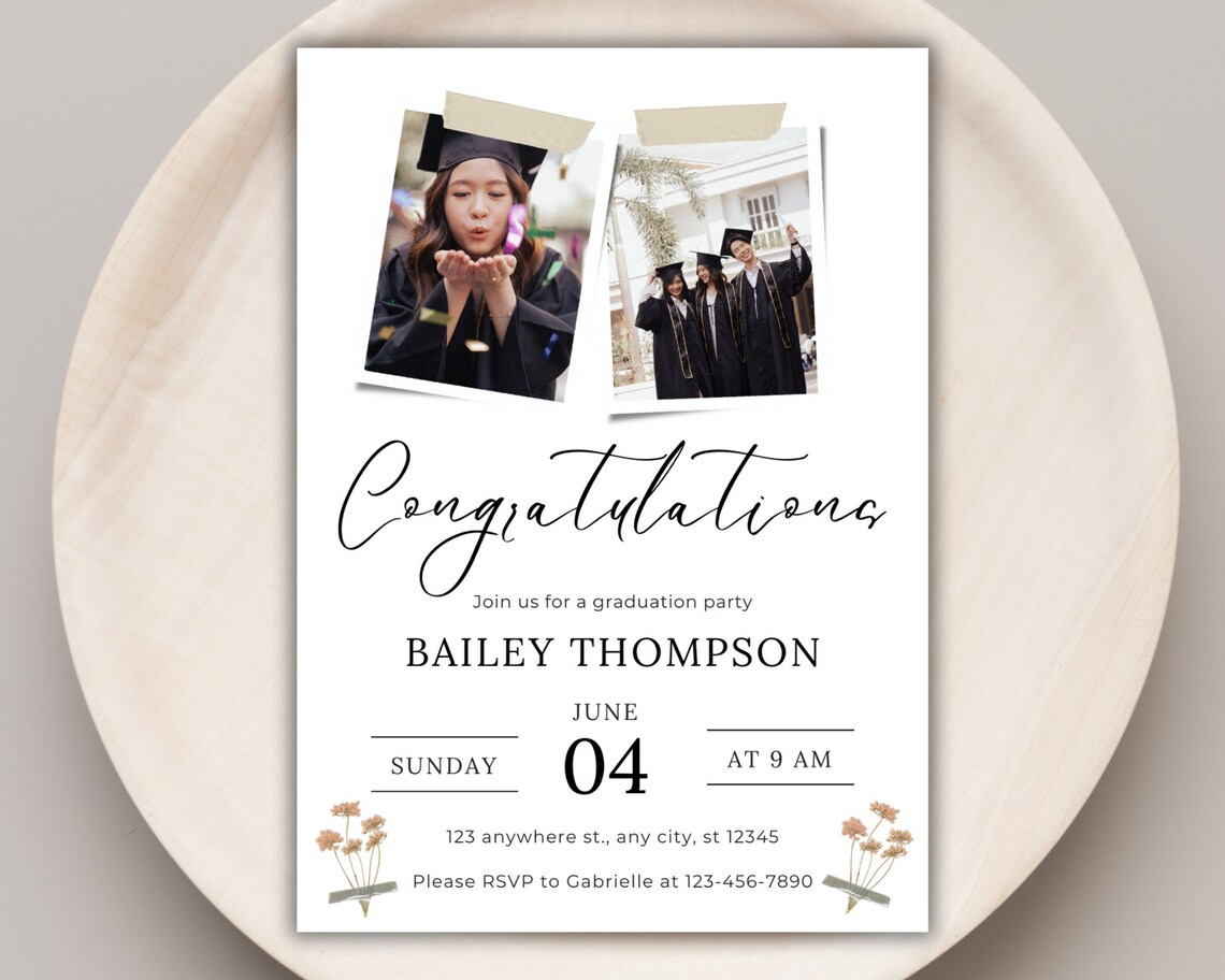 Graduation Invitation, Graduation Announcement Template, High School ...