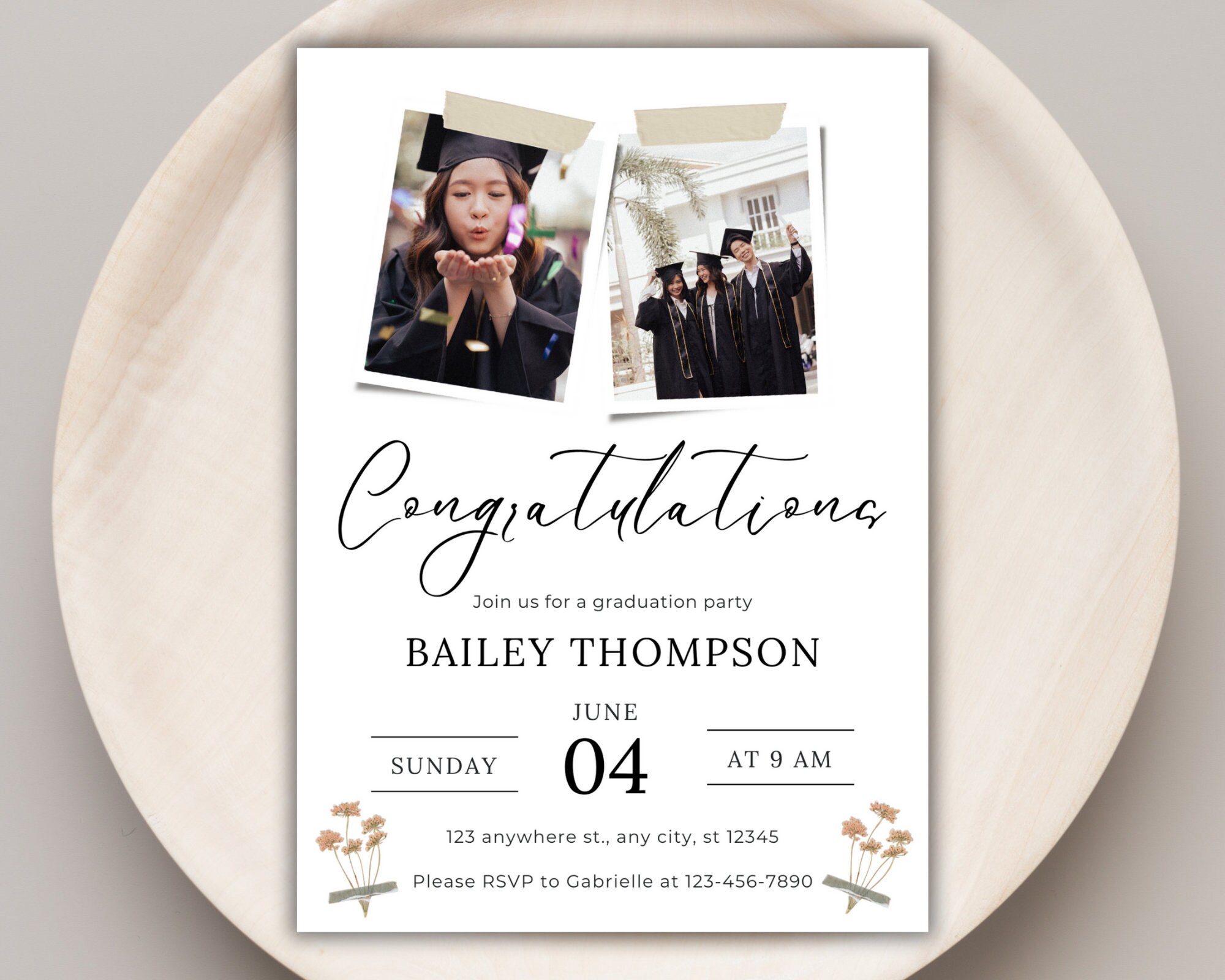 Graduation Invitation, Graduation Announcement Template, High School ...
