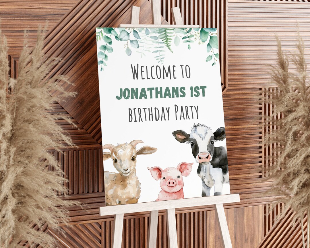 Editable Farm Birthday Welcome Sign, Barnyard Birthday Welcome Poster ...