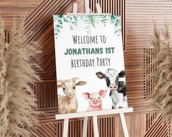 Editable Farm Birthday Welcome Sign, Barnyard Birthday Welcome Poster ...