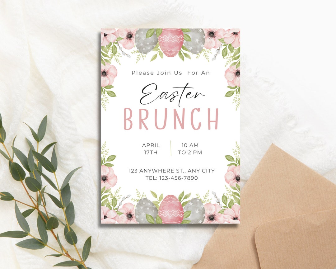 Easter Brunch Invitation, Editable Easter Invite Party, Easter Party ...