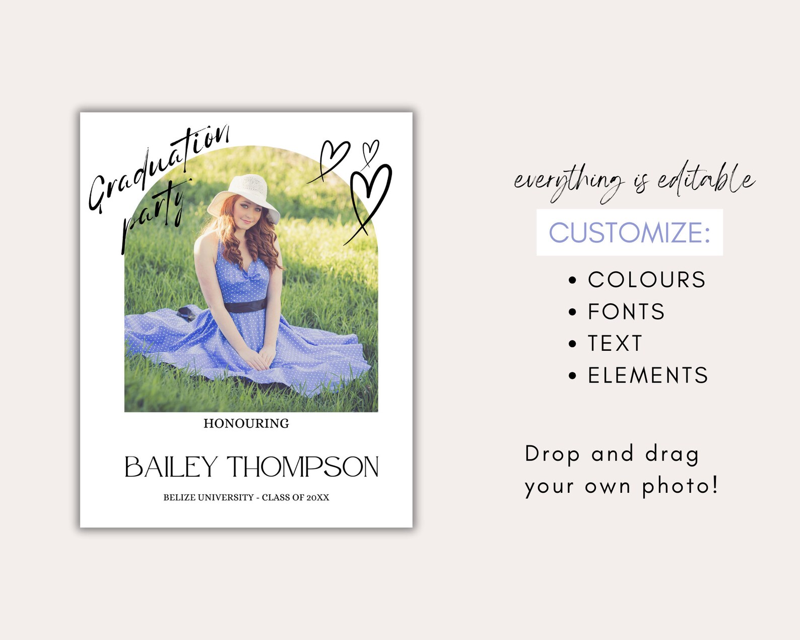 Photo Graduation Welcome Sign, Minimalist Graduation Editable Poster ...