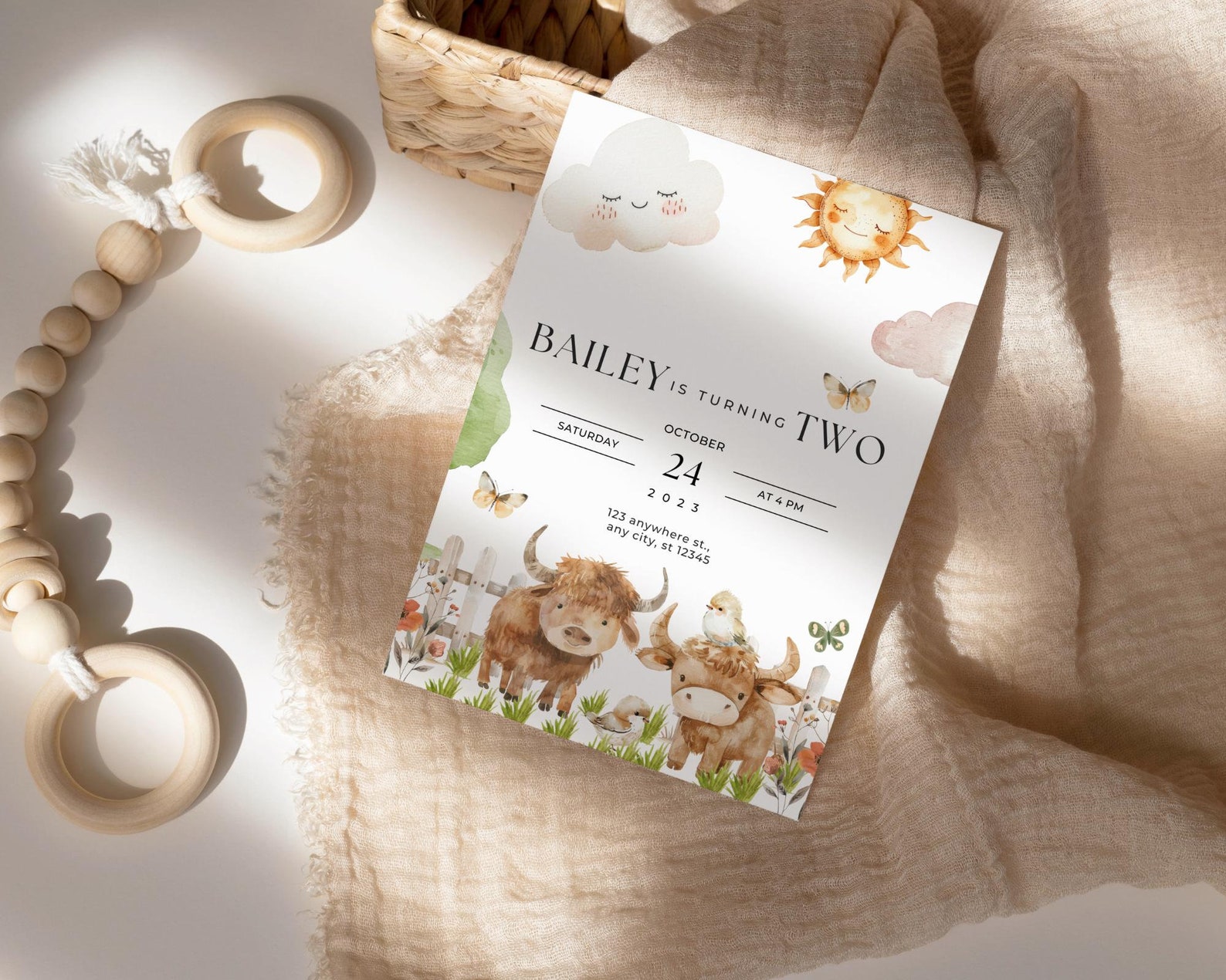 Editable Boy Farm Birthday Invitation, Farm Animals Birthday Invite ...