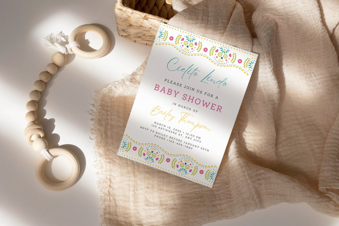 Cielito Lindo Baby Shower Invitation, Baby Shower Invite, Boho Digital ...