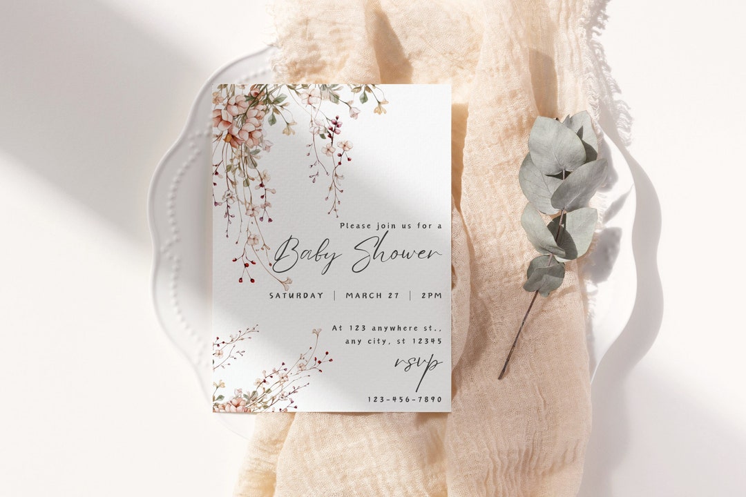 Baby in Bloom Invitation, Baby Shower Invitation, Spring Summer Floral ...