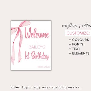 Girls Just Wanna Be One Welcome Sign, Pink Bow 1st Birthday Party Decor ...