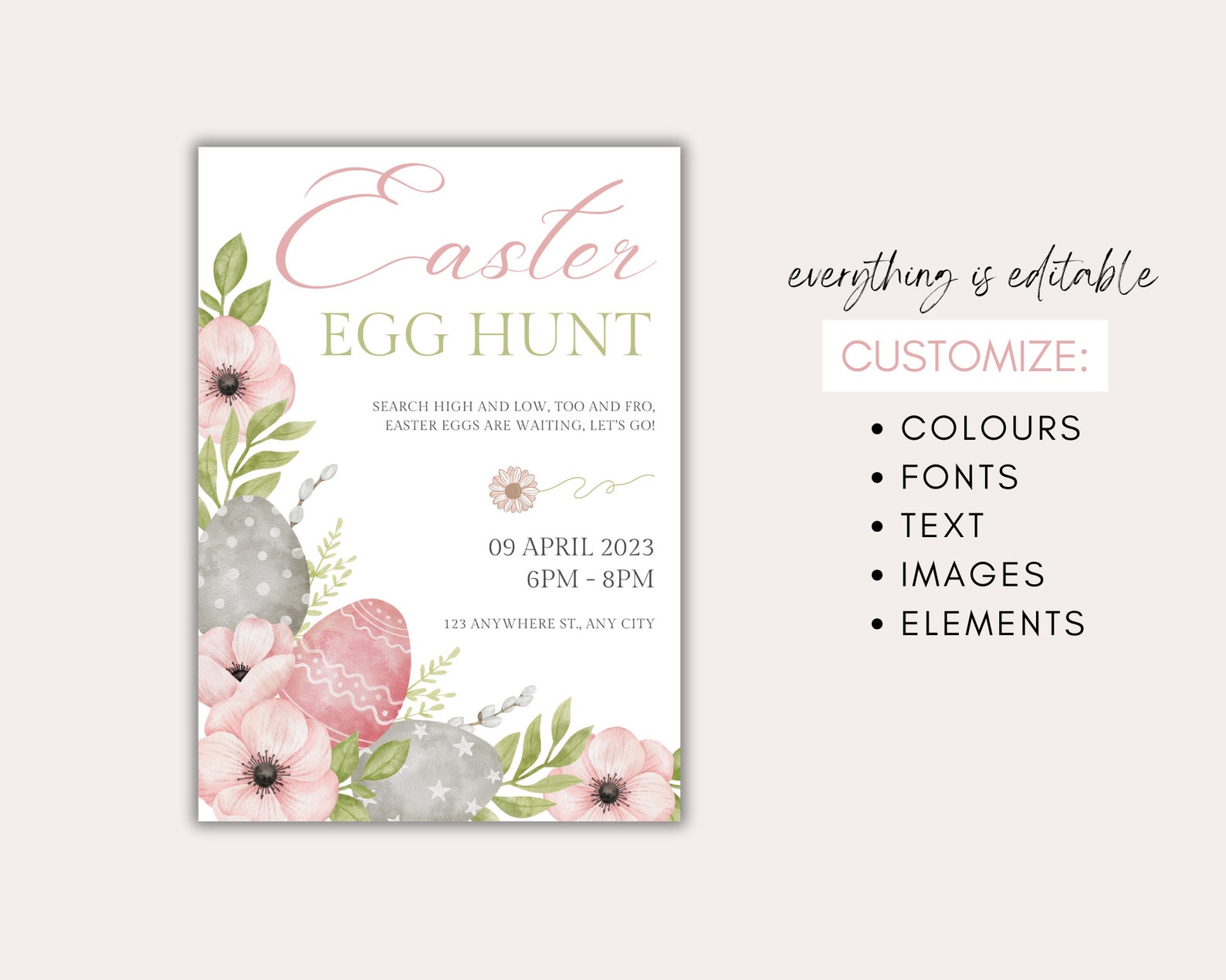 Easter Brunch Invitation, Editable Easter Invite Party, Easter Party ...