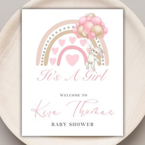 It's A Girl Baby Shower Welcome Sign, Boho Baby Shower Sign Template ...