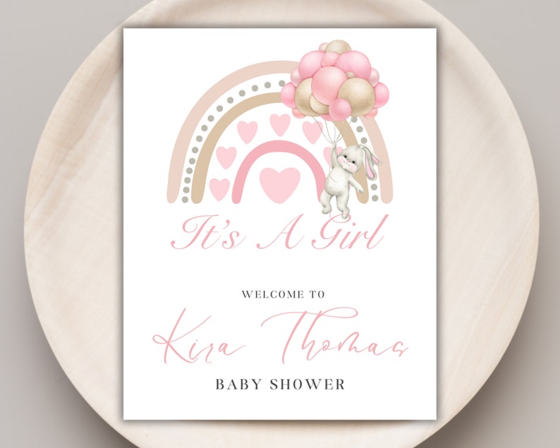 It's A Girl Baby Shower Welcome Sign, Boho Baby Shower Sign Template ...